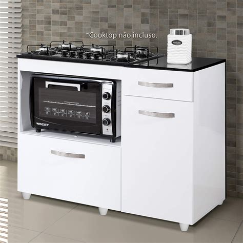 Balc O Para Cooktop Portas Gaveta Violeta Kaiki M Veis Branco