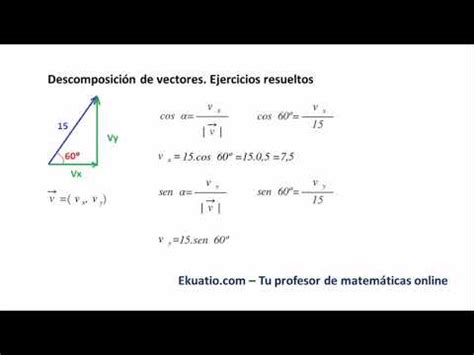 Descomposición de vectores Ejercicios resueltos paso a paso YouTube