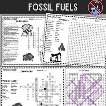 FOSSIL FUELS Vocabulary Wordsearch Crosswords By Teacher Marie 97