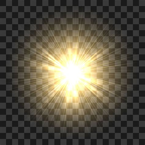 Realistic Sun Rays Glow Abstract Sunshine Light Effects On Transparen