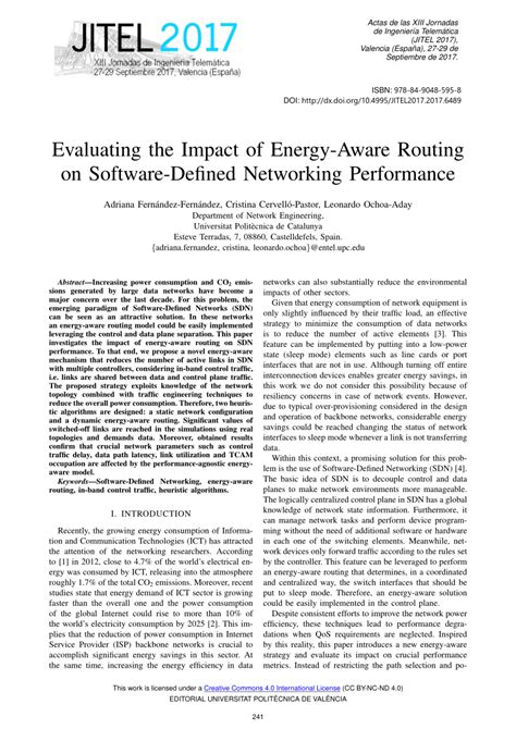 pdf evaluating the impact of energy aware routing on software defined networking performance
