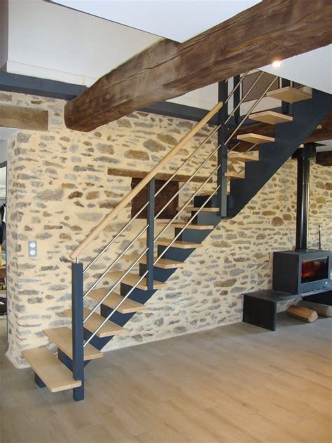 Escalier Bois Quart Tournant Avec Limon Central Les Sens Du Menuisier
