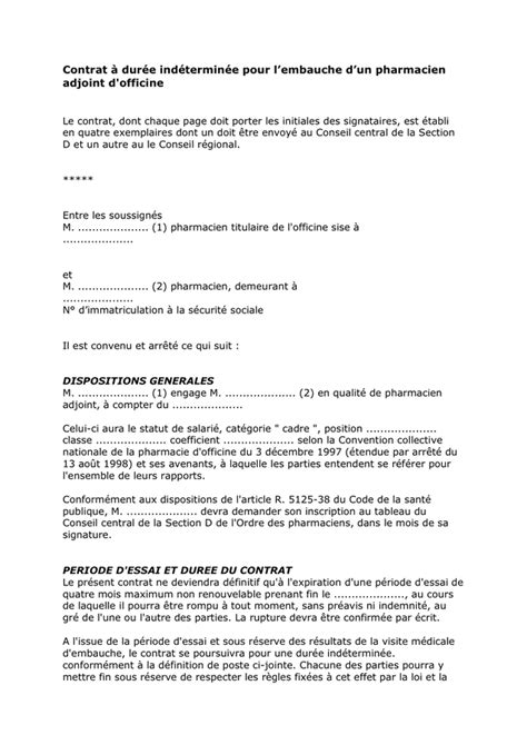 Modelé de contrat de travail CDI téléchargement gratuit documents PDF