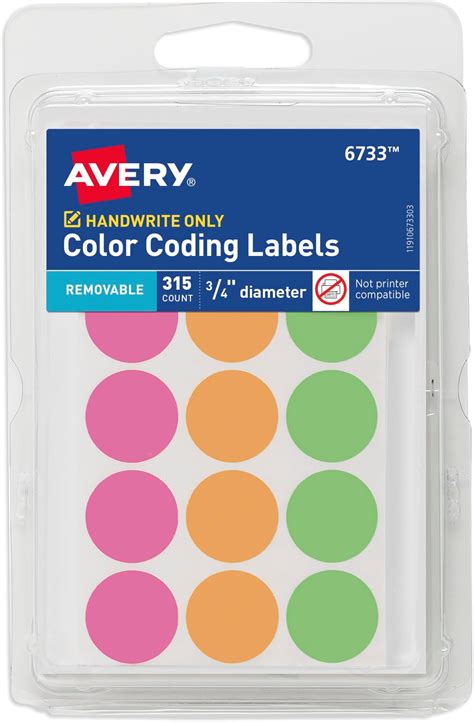Amazon Avery Removable Print Or Write Dot Stickers 3 4 Inch