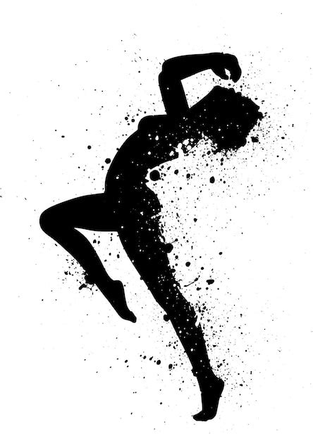 Silueta De Salpicaduras De Grunge De Una Mujer En Una Pose De Danza