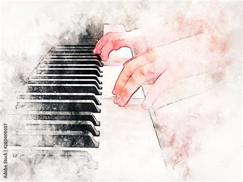Hands Playing Piano Drawing