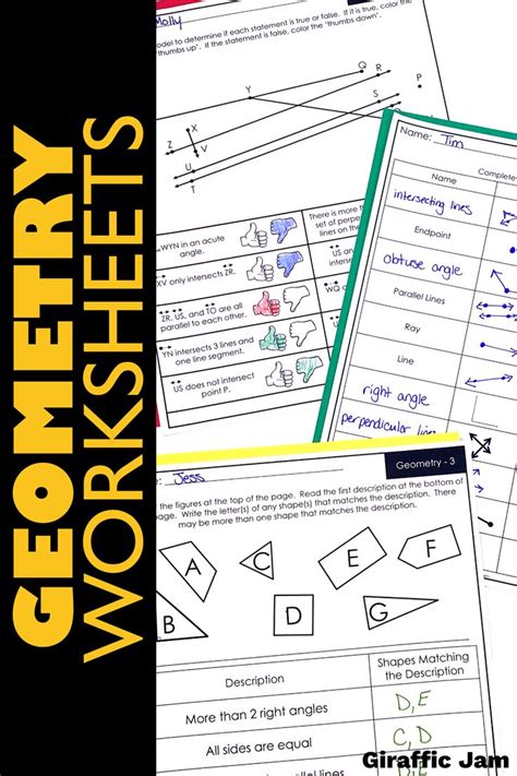Th Grade Geometry Geometry Vocabulary Geometry Worksheets