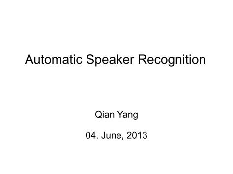 pdf automatic speaker recognition kit features used in speaker recognition systems are