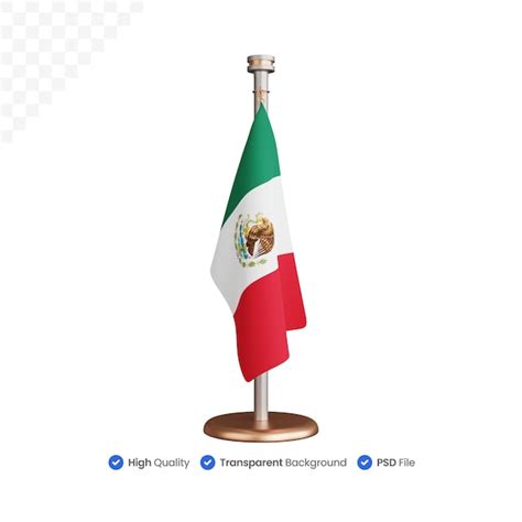 Representación 3D del asta de la bandera de México aislado Archivo