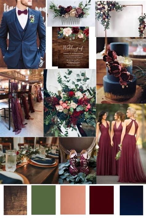A Collage Of Different Color Schemes For A Wedding With Red And Purple