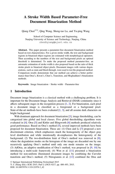 pdf a stroke width based parameter free document binarization method
