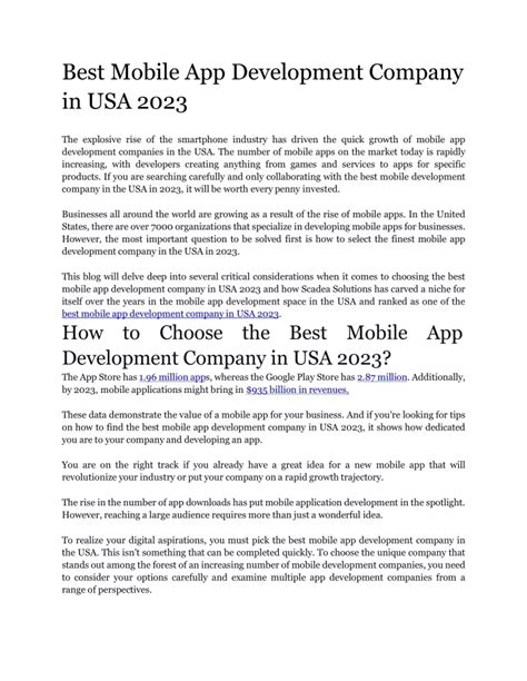 PPT Best Mobile App Development Company In USA 2023 PowerPoint