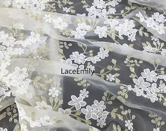 Embossed Chiffon Flower Lace Fabric By Yard Embroider Floral Lace Mesh