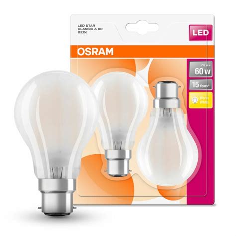 2 X Osram LED Filament Leuchtmittel Star Classic Birne A60 7W 60W B