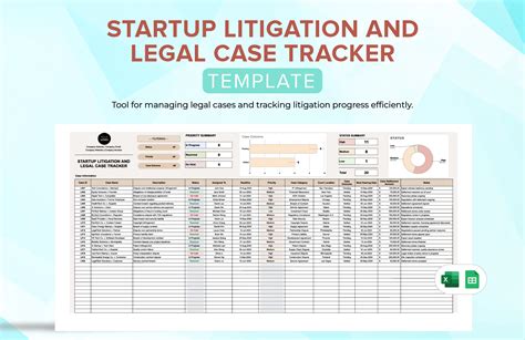 Startup Litigation And Legal Case Tracker Template In Excel Google