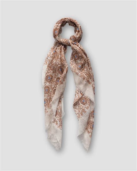 Beige Geometric Circles Foulard Scarf Eton