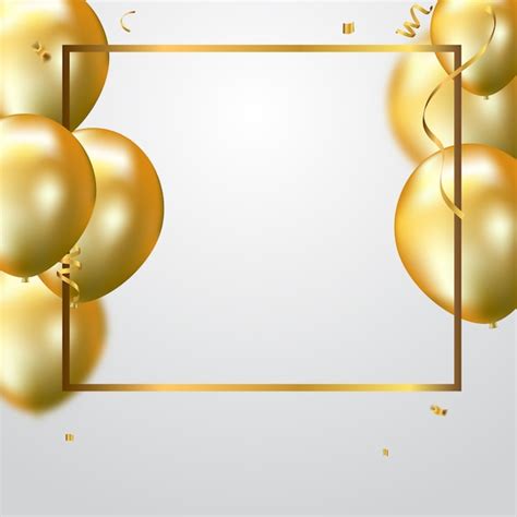 Premium Vector Gold Balloons And Confetti Party Background