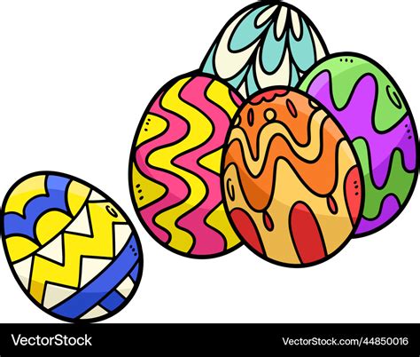 Five Easter Eggs Cartoon Colored Clipart Vector Image