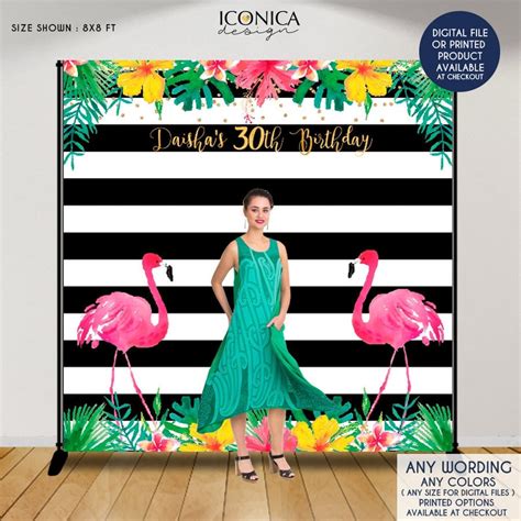 Flamingo Party Backdrop Tropical Luau Backdrop Summer Etsy