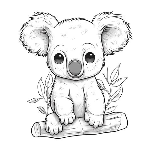 Koala Auf Einem Baumstamm Kostenloses Ausmalbild
