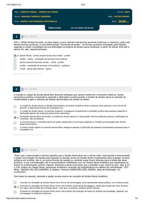 Estácio Alunos avd c av2 e avd teoria do crime direito penal 13