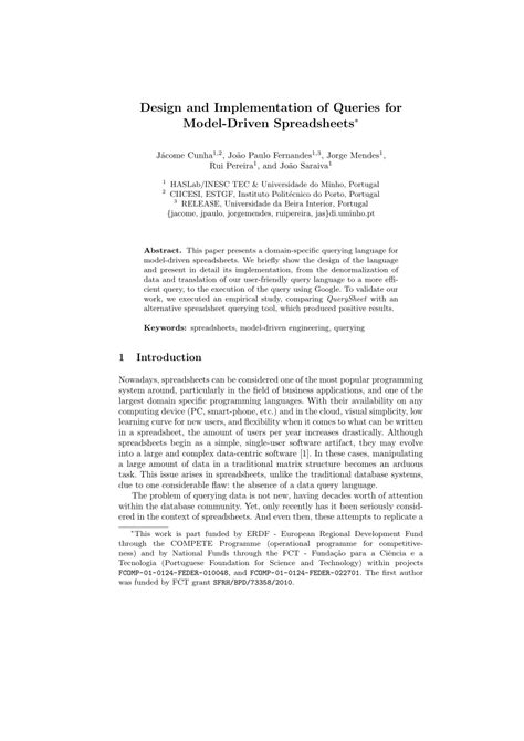 pdf design and implementation of queries for model driven spreadsheets