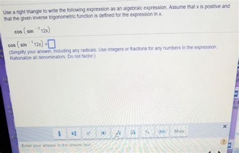 solved use a right triangle to write the following