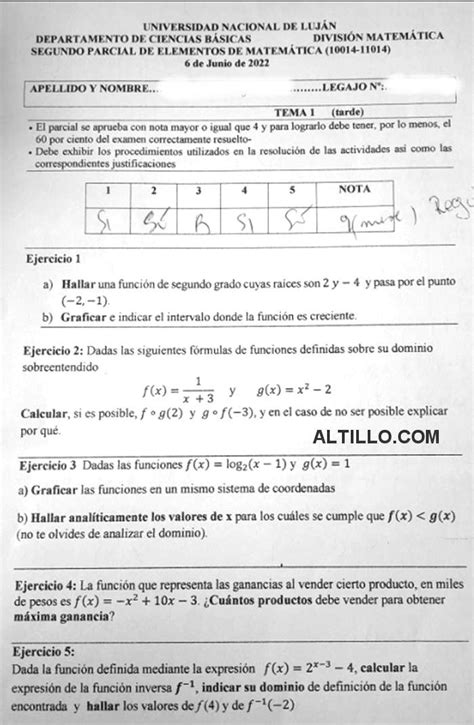 2º Parcial C Elementos de Matemática 2022 UNLU