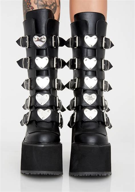 Demonia Lovesick Trinity Boots Black 8 Goth Shoes Platform Boots