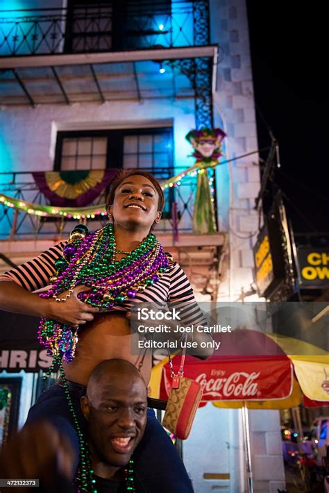 Woman Flashing Breasts For Beads During Mardi Gras Stock Photo IStock