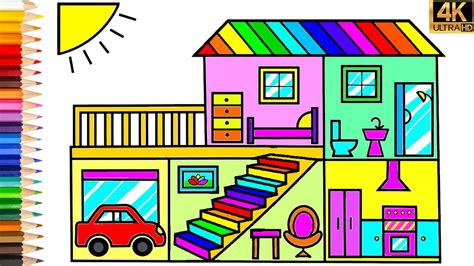 DIBUJO DE CASA CON PISCINA COMO DIBUJAR CASA AUTO ARBOL SOL