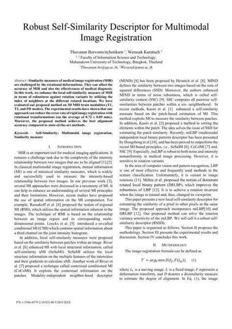 pdf robust self similarity descriptor for multimodal image registration