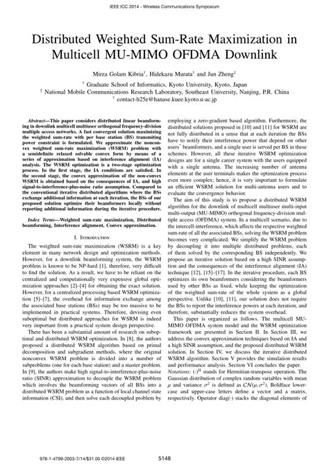 pdf distributed weighted sum rate maximization in multicell mu mimo ofdma downlink