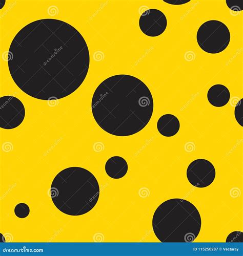 Seamless Polka Dot Pattern Background In Yellow And Black Stock