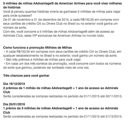 Exclusivo Cart Es Citi E Diners Sortear O 5 Milh Es De Milhas