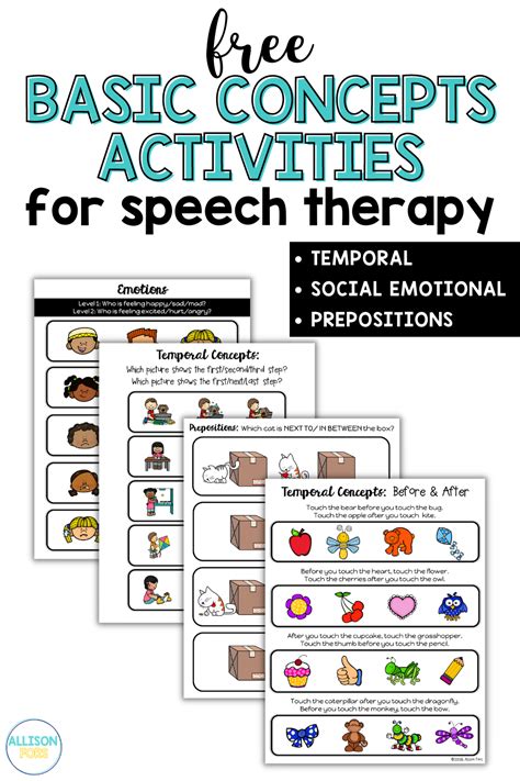 Free Basic Concepts Sampler Speech Therapy Worksheets Basic Concepts