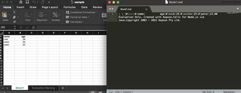 konvertieren sie excel in node js in markdown