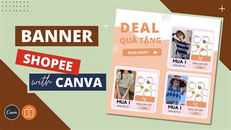 Thiết kế banner trang trí shopee bằng canva banner quà tặng mua kèm