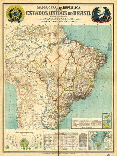 Historic Map Mappa Geral Da Republica Dos Estados Unidos Do