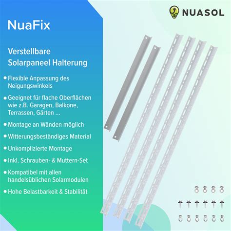 NuaSol Halterung für Solarpanel Aufständerung bis 118 cm Flachdach PV
