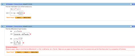 solved find the linearization l x of the function at a