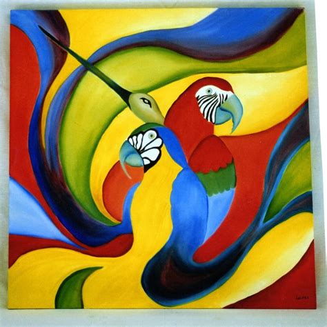 Óleo sobre tela intitulado Tropical Artista Plástica Lúcia Alves