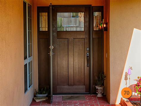 Craftsman Single 36x80 Fiberglass Entry Door With 2 Sidelights In 5