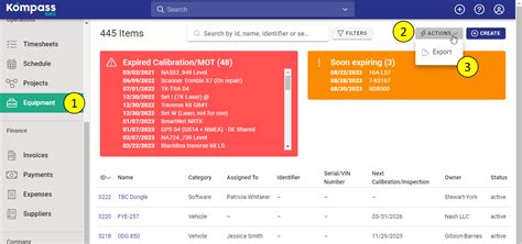 How To Export Equipment Kompass Bms Knowledge Base