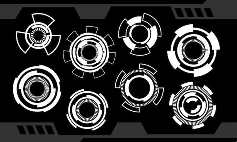 Conjunto de elementos brancos da interface do usuário do círculo hud