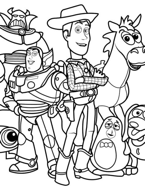 Coloriage Buzz l éclair et les personnages de Toy Story