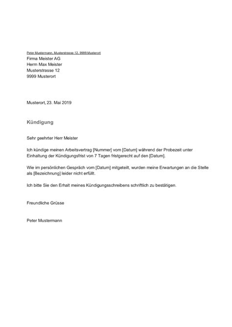 Kündigung schreiben in der Probezeit So geht s Einfaches Schreiben