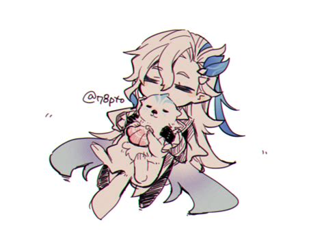 Neuvillette And Leisurely Otter Genshin Impact Drawn By Naho Pi988y