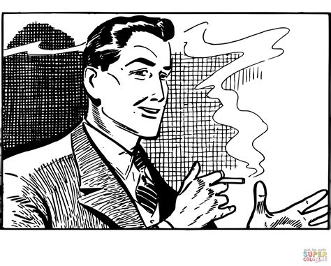 Dibujo De Vendimia Hombre Fumar Para Colorear Dibujos Para Colorear