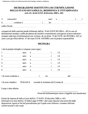 Fillable Online Comune Rotondella Mt Dichiarazione Sostitutiva Di